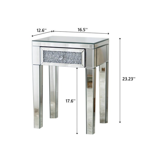 Mercer41 Amla 23.2'' Tall 4 Legs Glass End Table with Drawer & Reviews | Wayfair